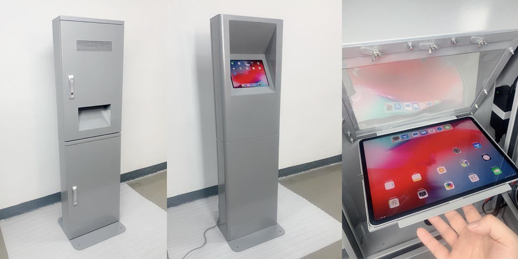 Waterproof Tablet Floor Kiosk Outdoor Square Construction Site School ...