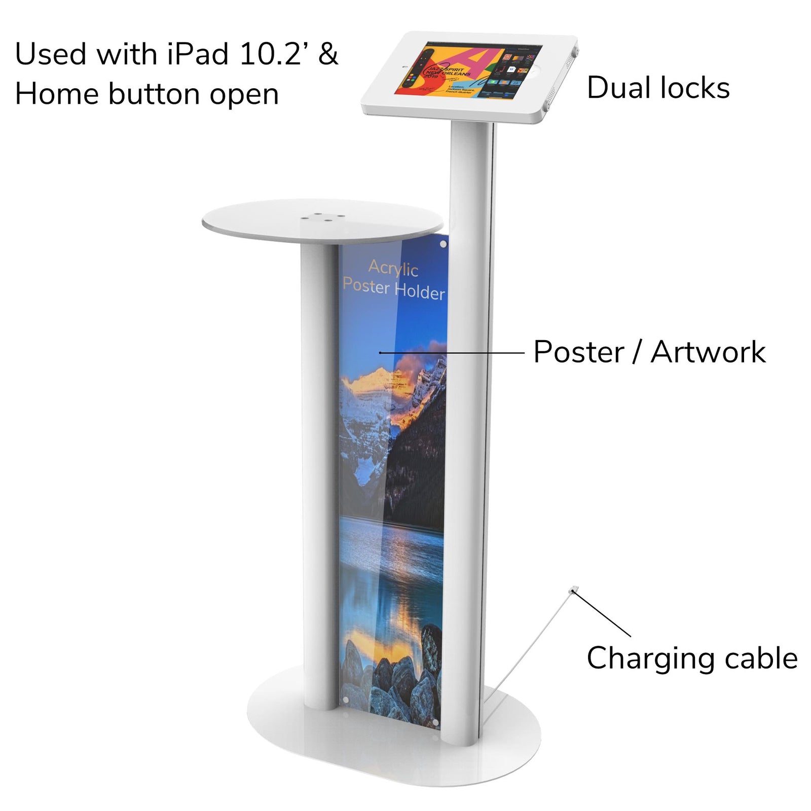 Metal Rotate Floor Stand Poster Holder Table for iPad 10.2 to 12.9 ...